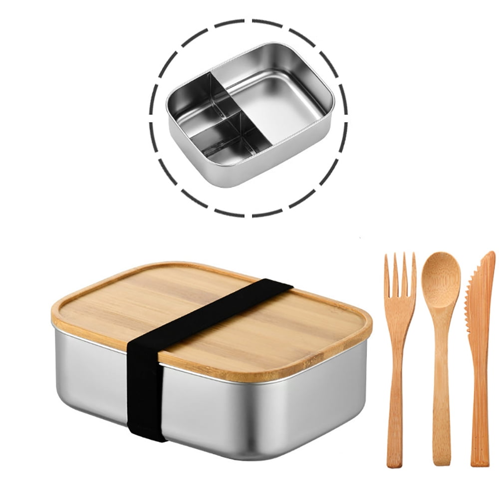 Portable Square Food Box, Microwave Safe Stainless Steel Bento Box With ...