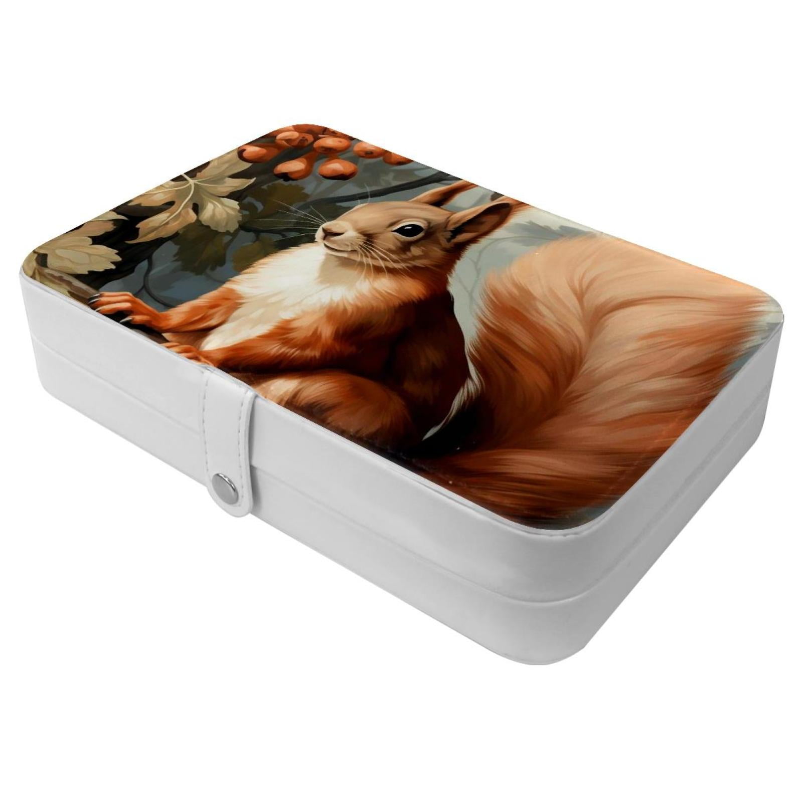 Portable Squirrels on Pine Trees Travel Jewelry Box, A Large Organizer ...
