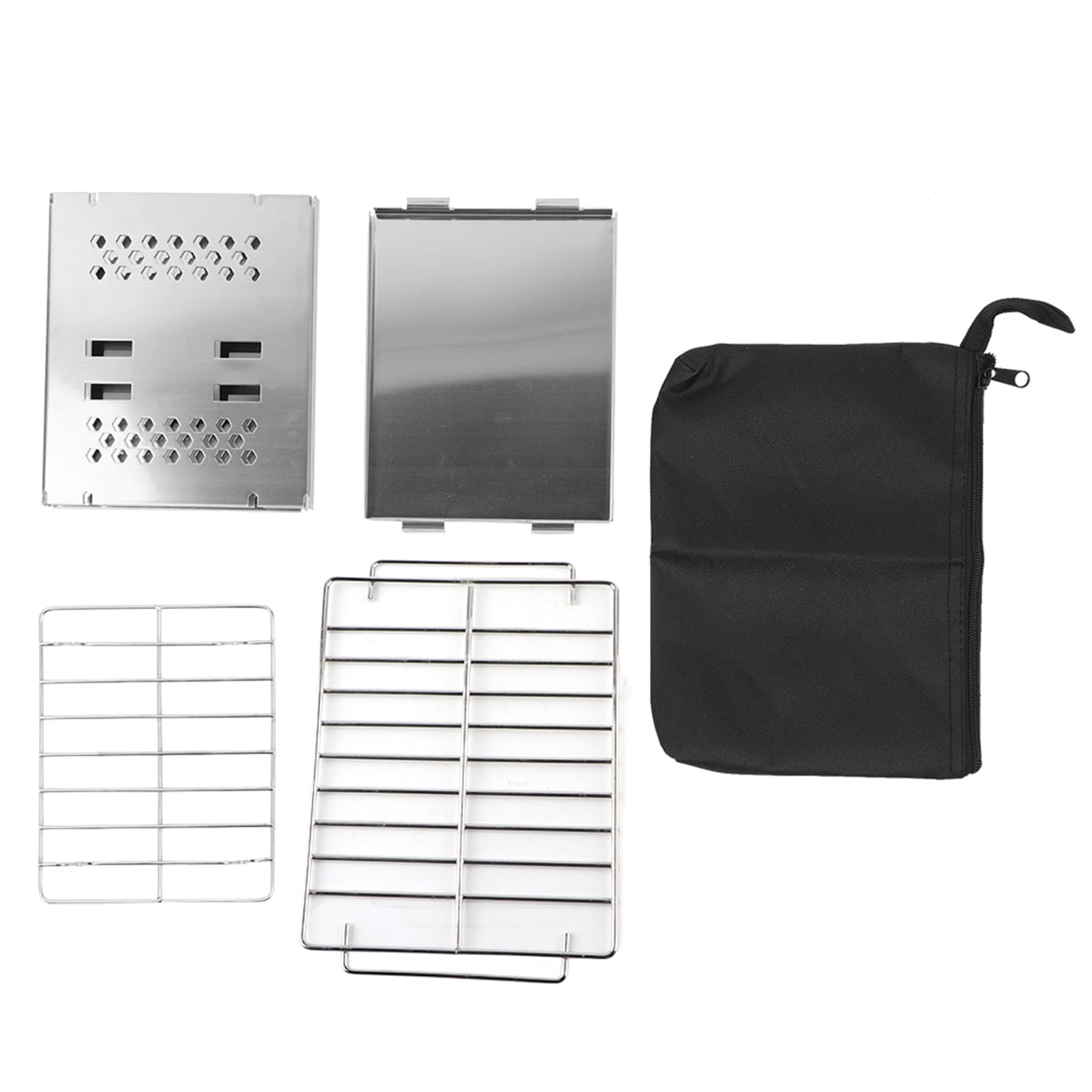 Portable Stainless Steel BBQ Grill Rack & Coal Stove Stand with Wind ...