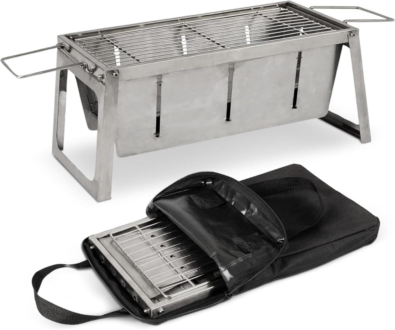 Portable Stainless Steel Charcoal Grill - Foldaway Design for Outdoor ...