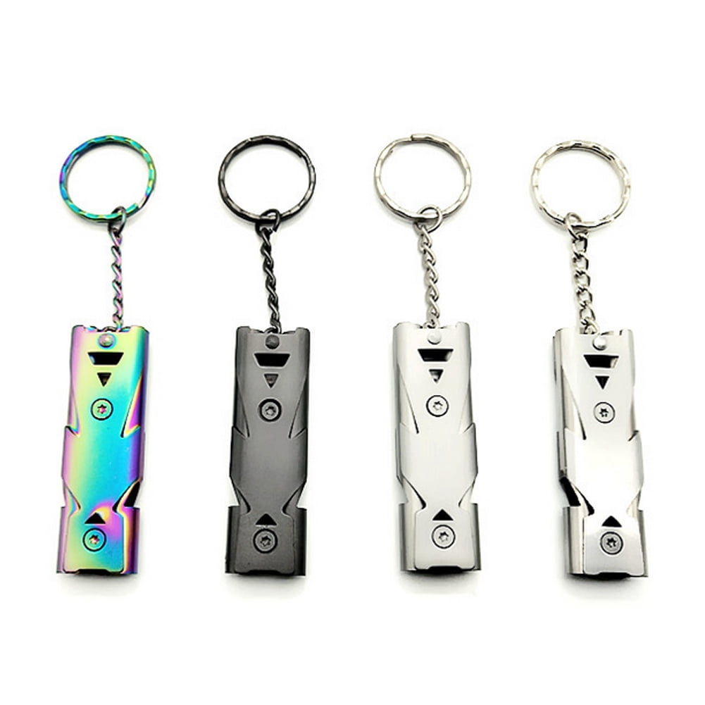 Portable Stainless Steel Dual-Pipe Mini High Decibels Survival Keychain ...