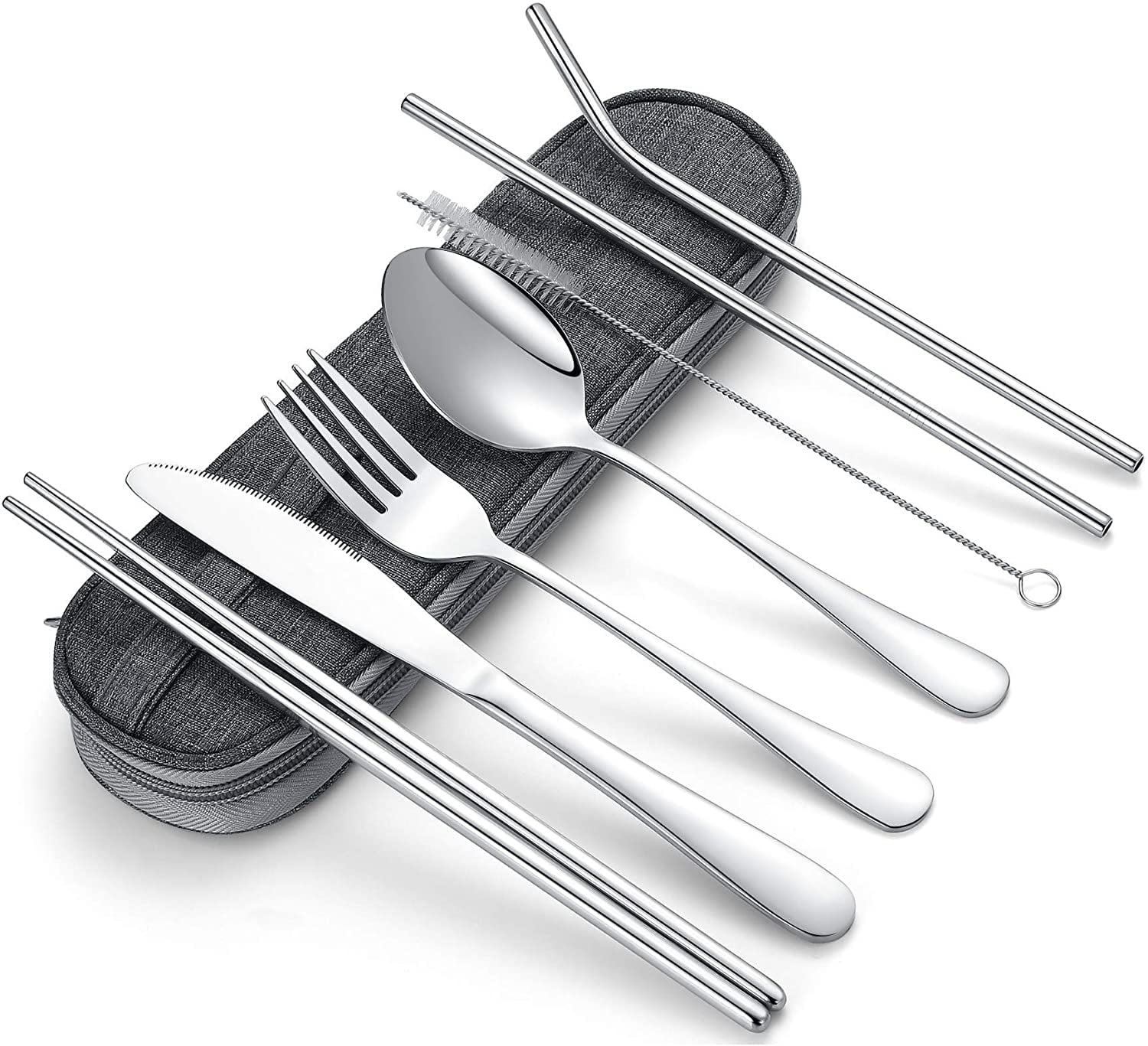 Portable Stainless Steel Flatware Set, Travel Camping Cutlery Set ...