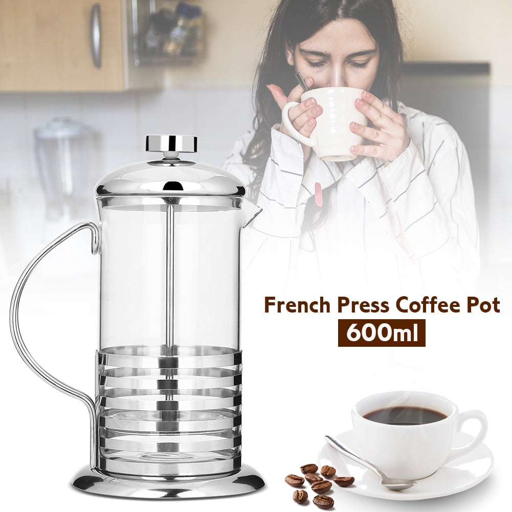 Portable Stainless Steel Glass French Press Coffee Cup Pot Plunger Tea ...