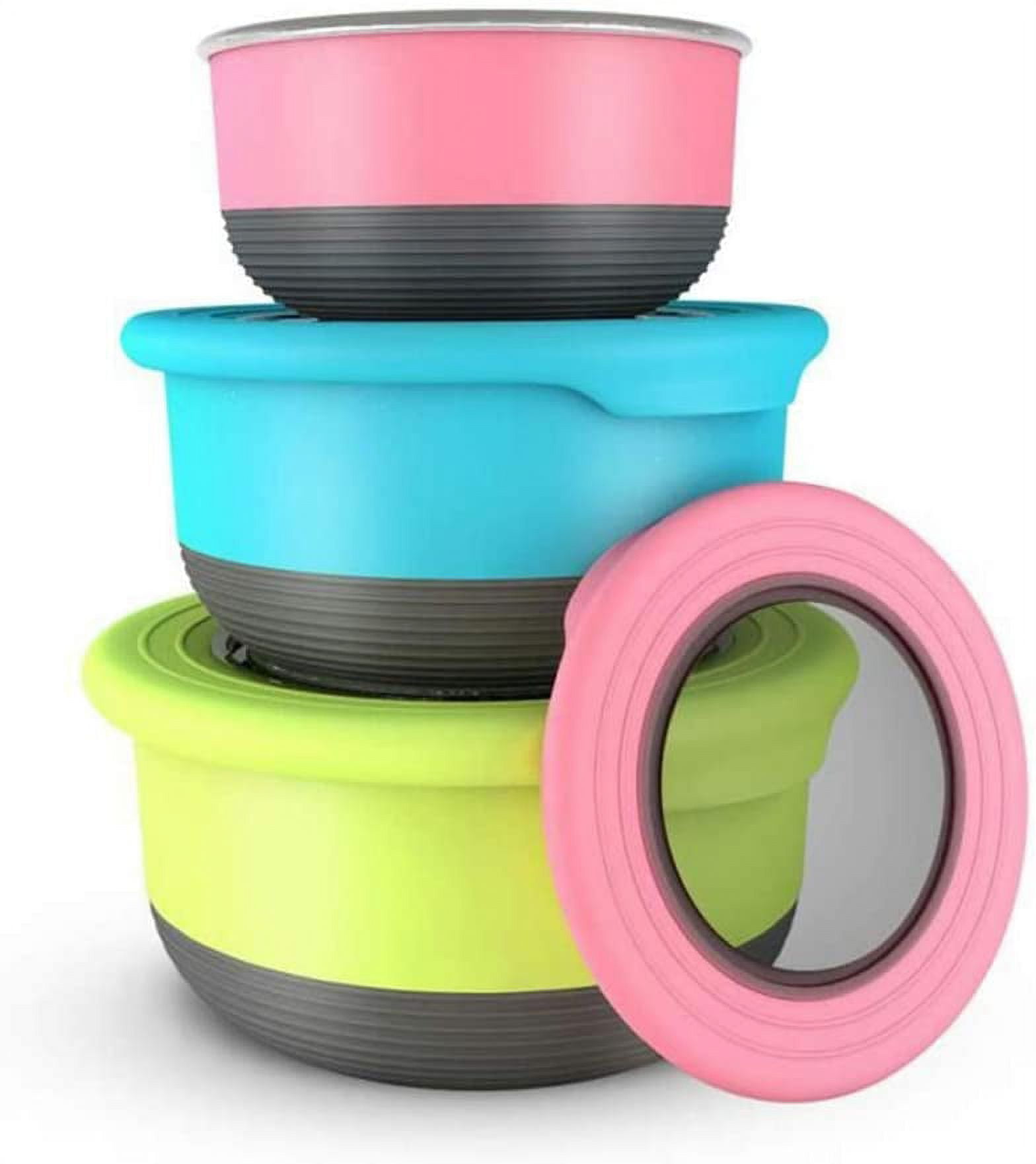 Portable Stainless Steel and Silicone Round Food Storage Box with ...