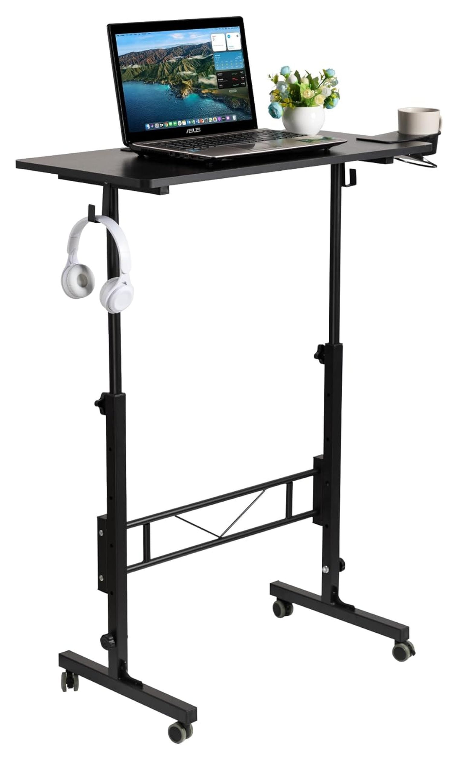 Portable Standing Desk Adjustable Height, Mobile Stand Up Desk with ...