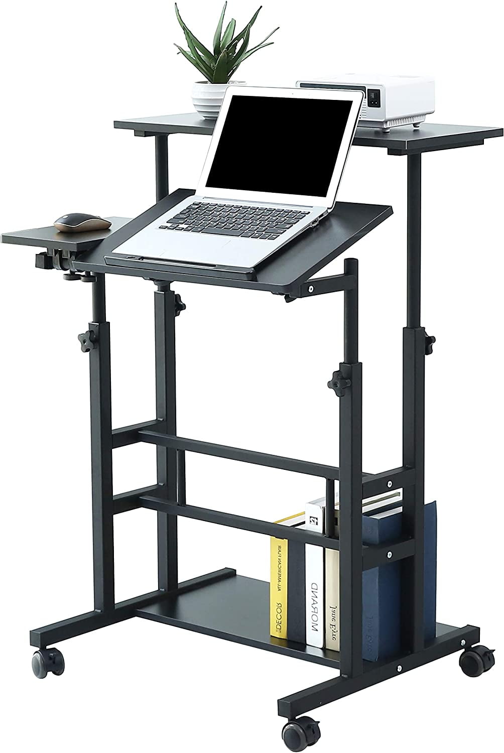 Portable Standing Desk on Wheels, Height Adjustable Mobile Workstation ...