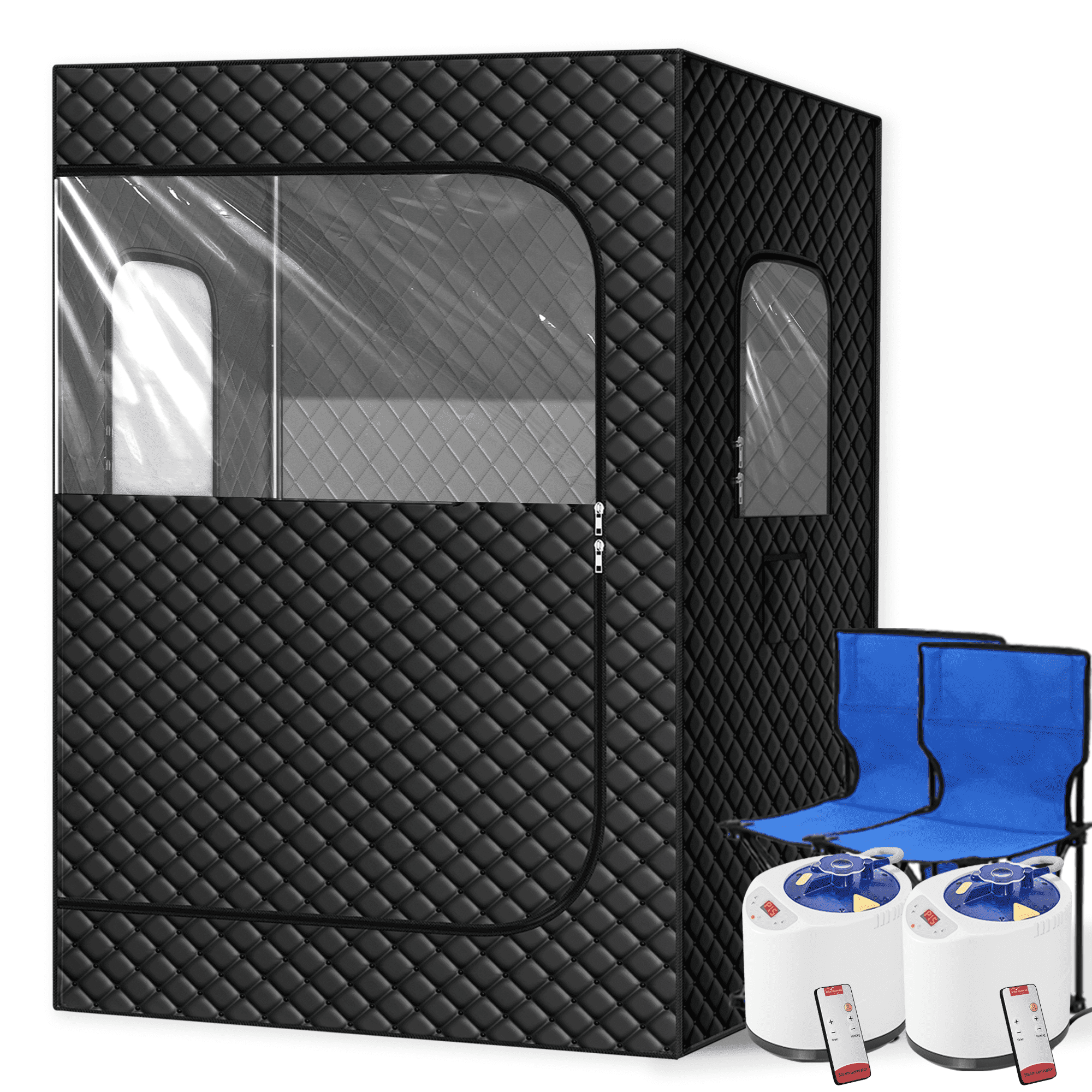 2-Person Steam Heat Sauna Tent with 2 Steam Boxes, 2 Folding Chairs ...