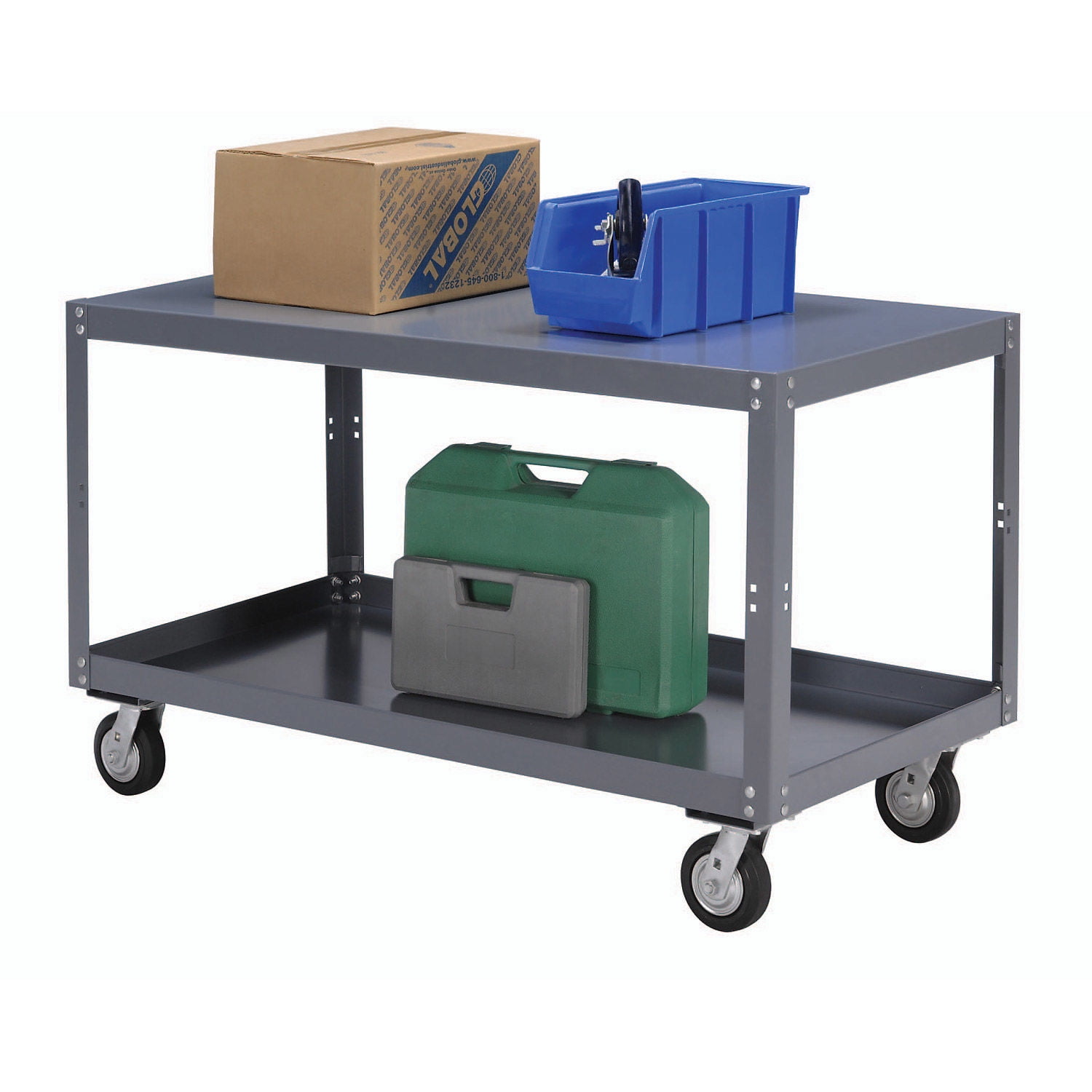Portable Steel Table, 2 Shelves, 1200 Lb. Capacity, Unassembled, 48"L x ...