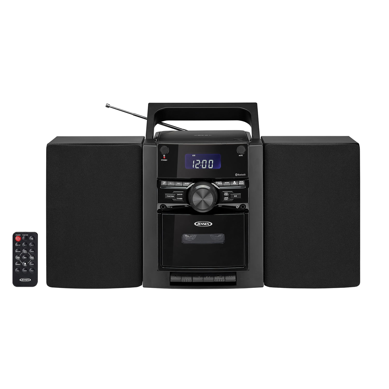JENSEN Bluetooth Portable CD Music System with AM/FM Stereo, Cassette ...