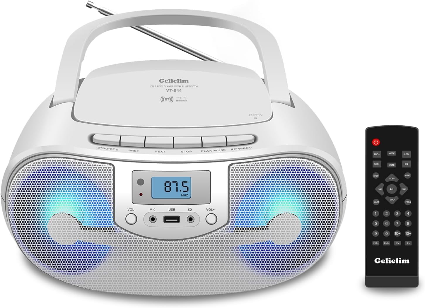Portable Stereo CD Player Boombox, FM Radio with Bluetooth, Remote ...