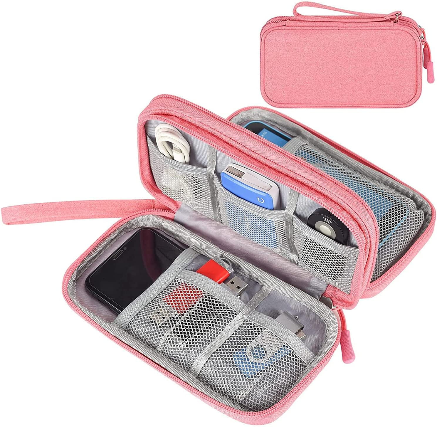 Portable Storage Pouch Bag, Universal Double-Layers Cable - Walmart.com