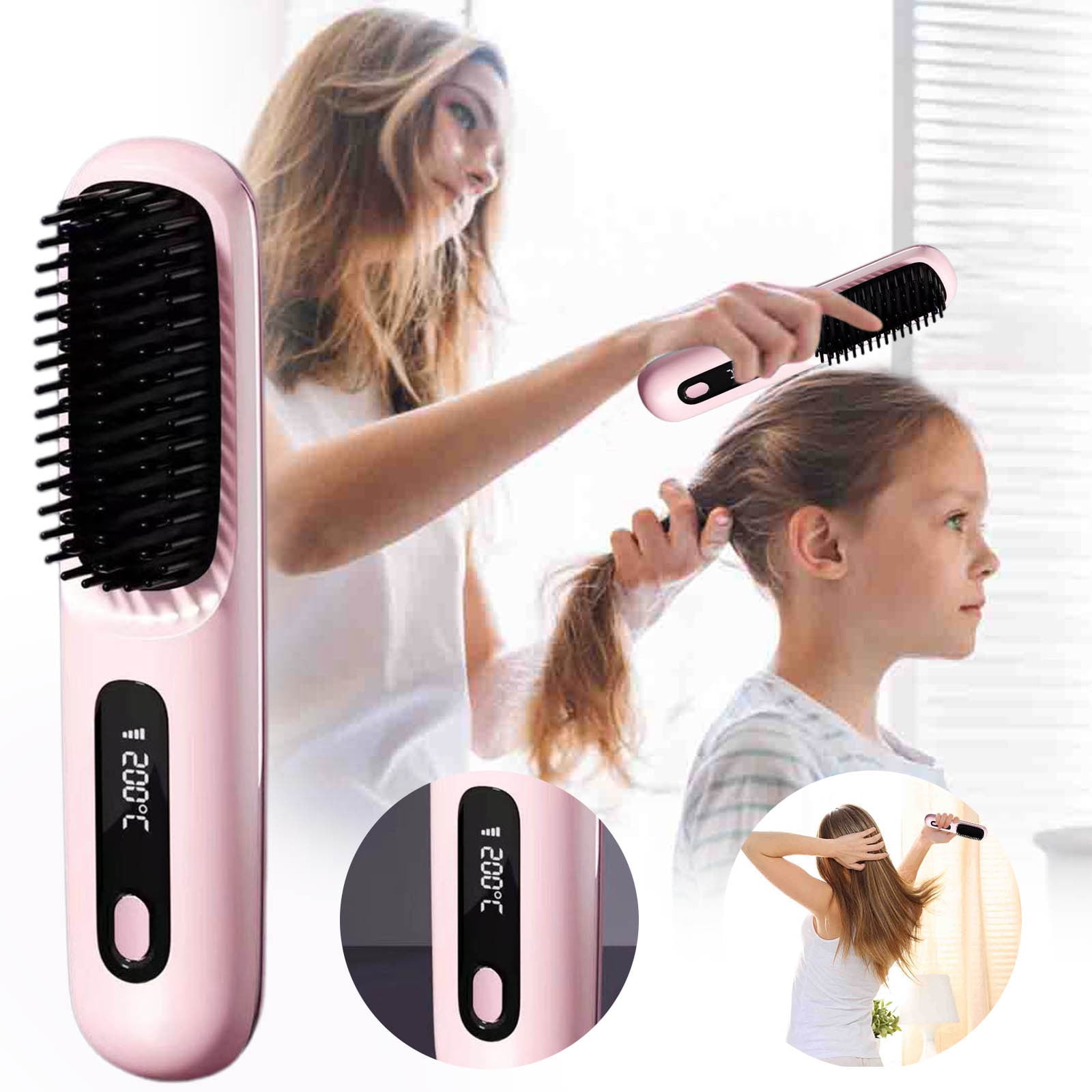 Portable Straightener Portable Straightener Brush Rechargeable & Cordless Mini Hair Straightener ...