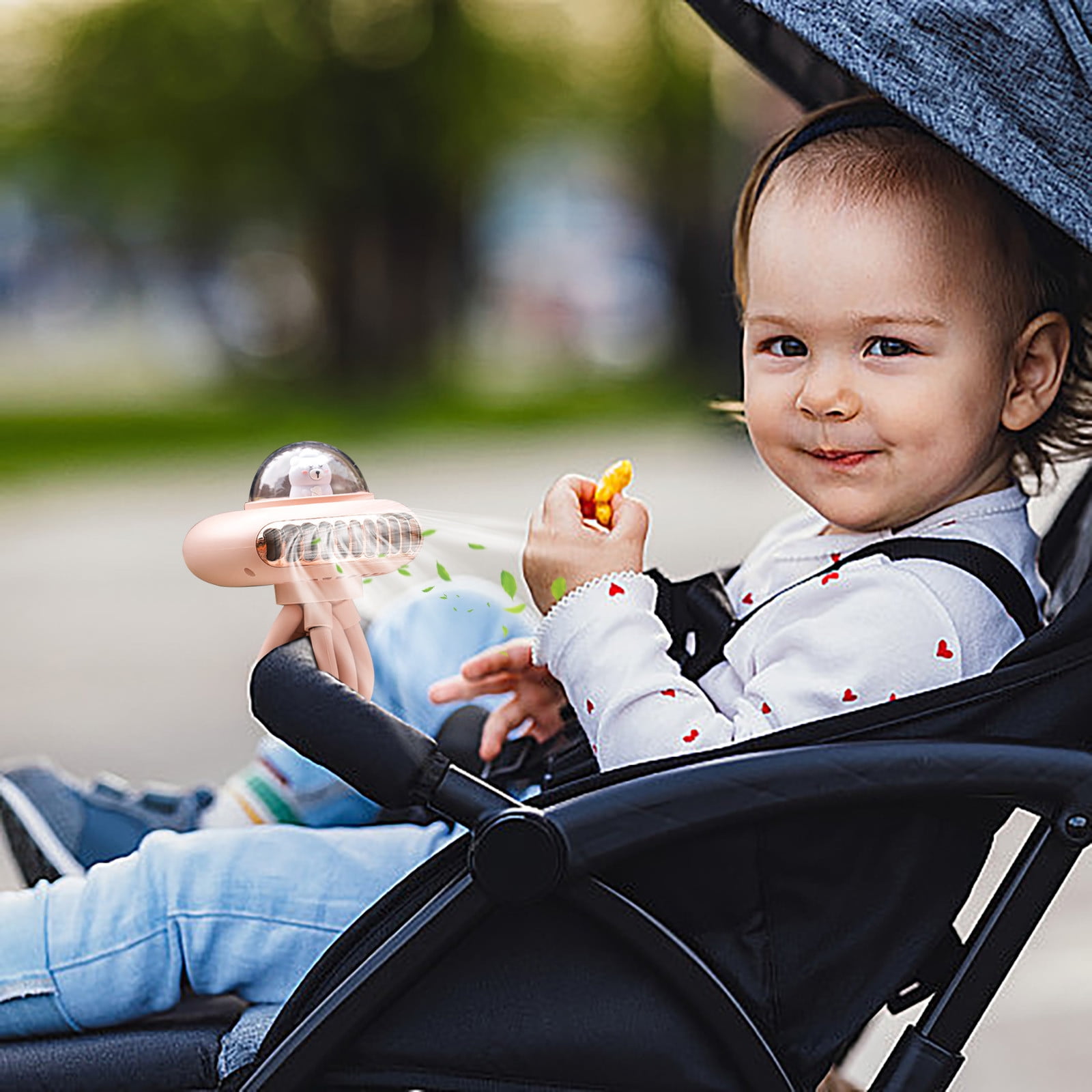 Portable Stroller Fan for Baby, 4 Speeds, 25db Low Noise,Powered by the ...