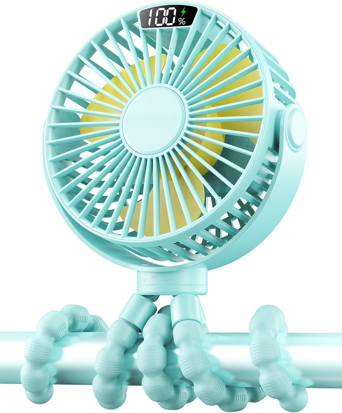 Portable Stroller Fan with Display 4000mAh Battery Powered Mini Clip On ...