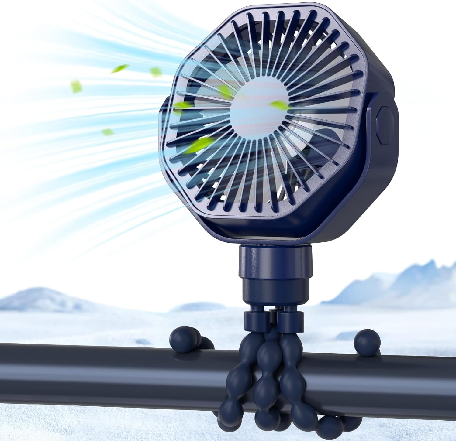 Portable Stroller Fan With Flexible Tripod, 3 Speeds Rechargeable ...