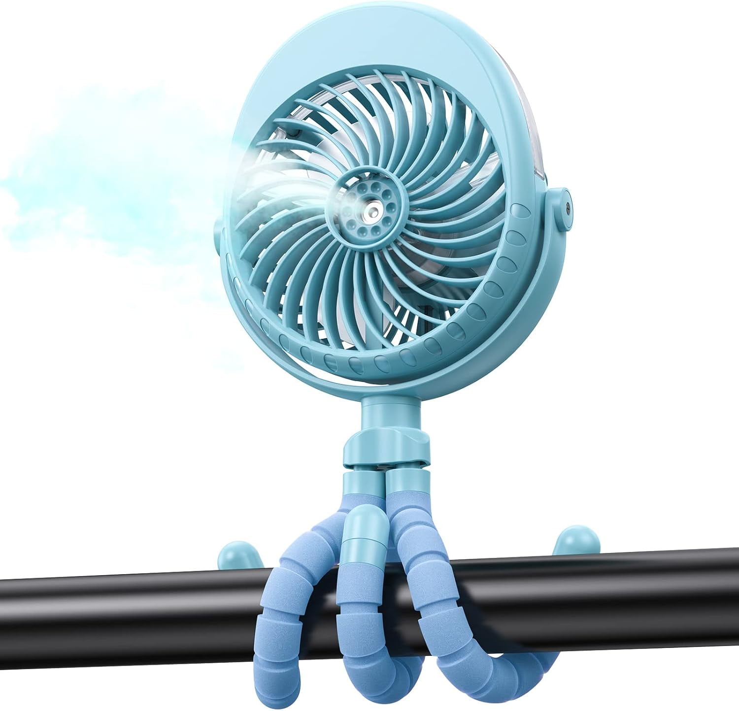 Portable Stroller Fan with Mist, Rechargeable Misting Fan with Flexible ...