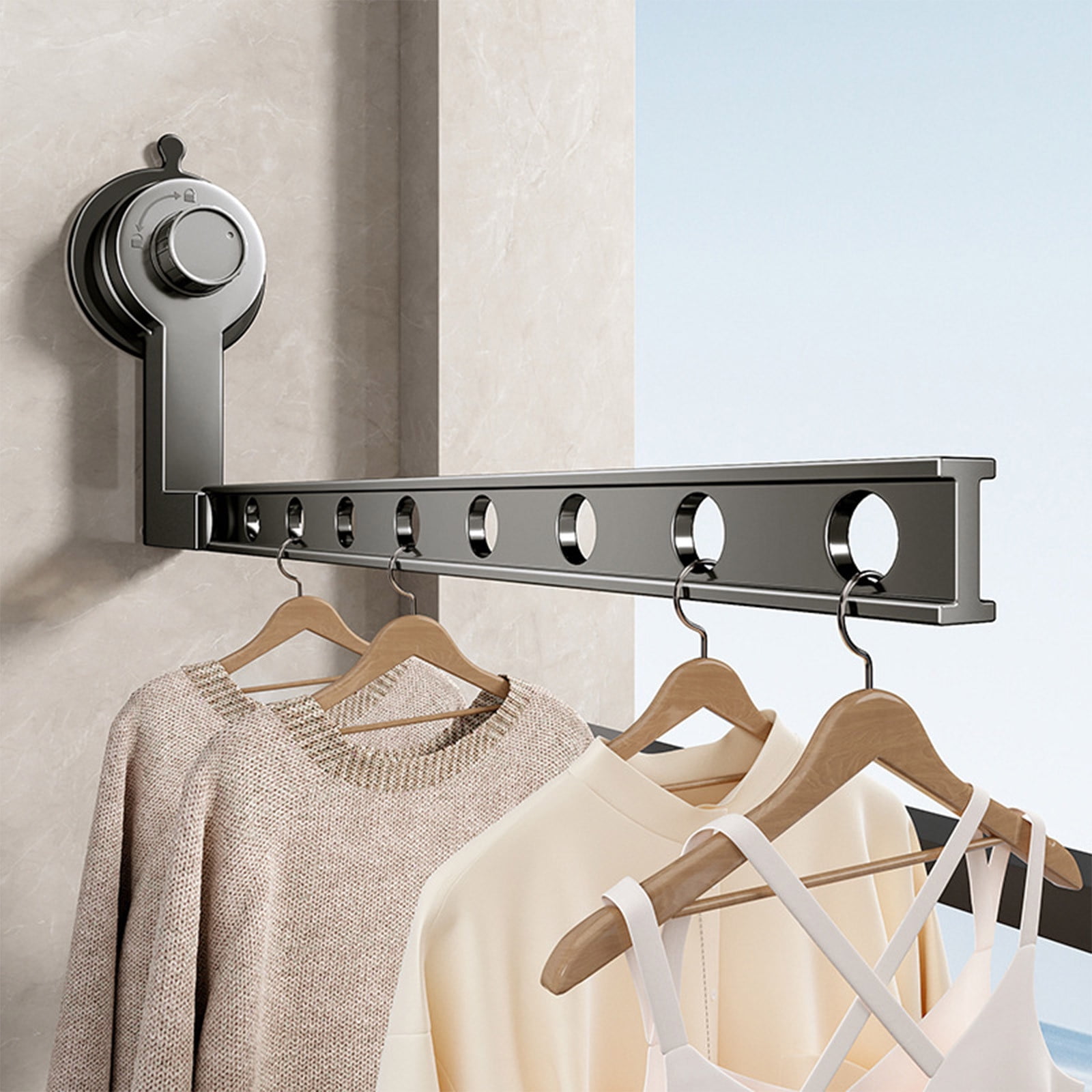 Portable Suction Cup Clothes Drying Rack Wall-Mounted Foldable Dryer ...