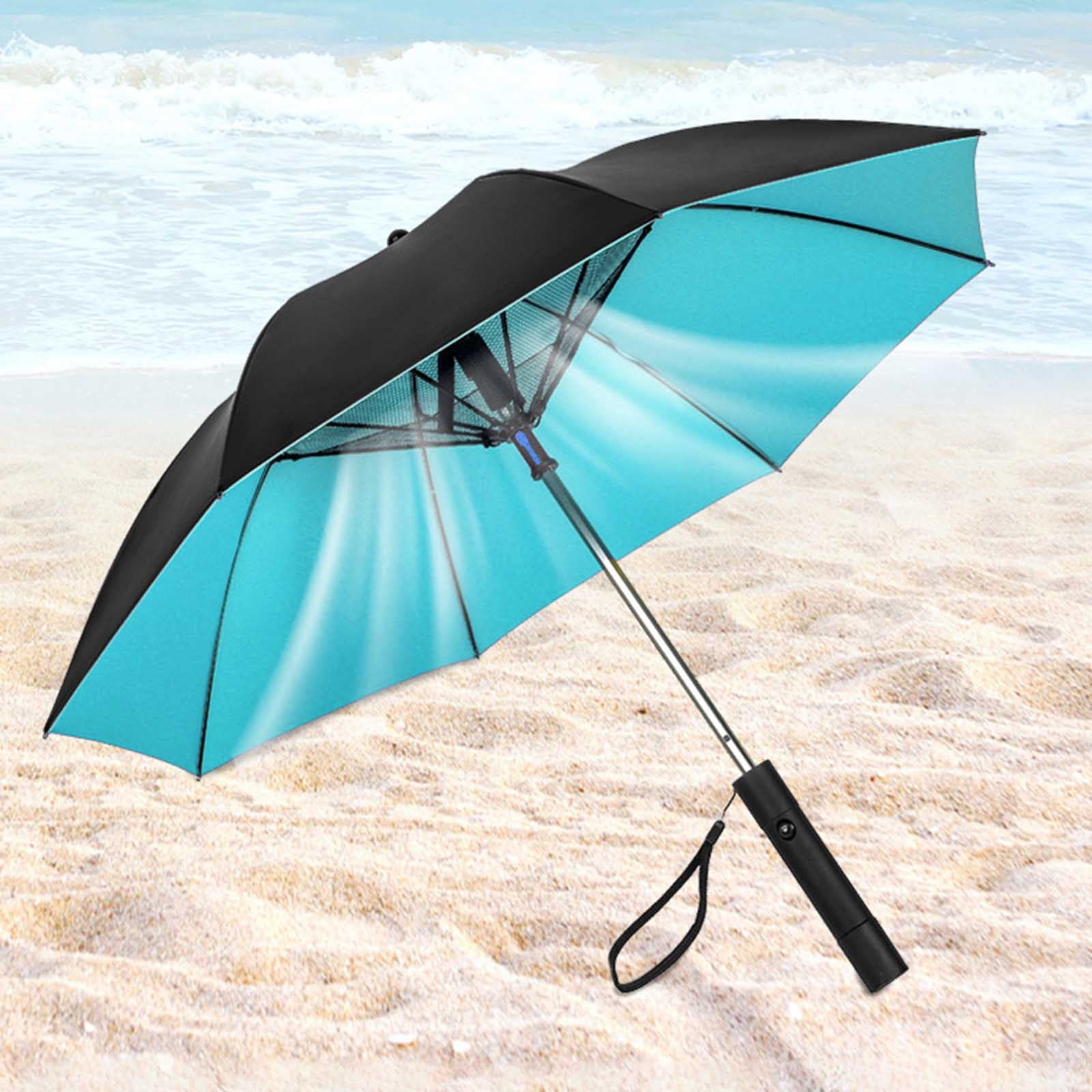 Portable Sun and Rain Umbrella with Personal Cooling Fan | UPF 50+ Sun ...