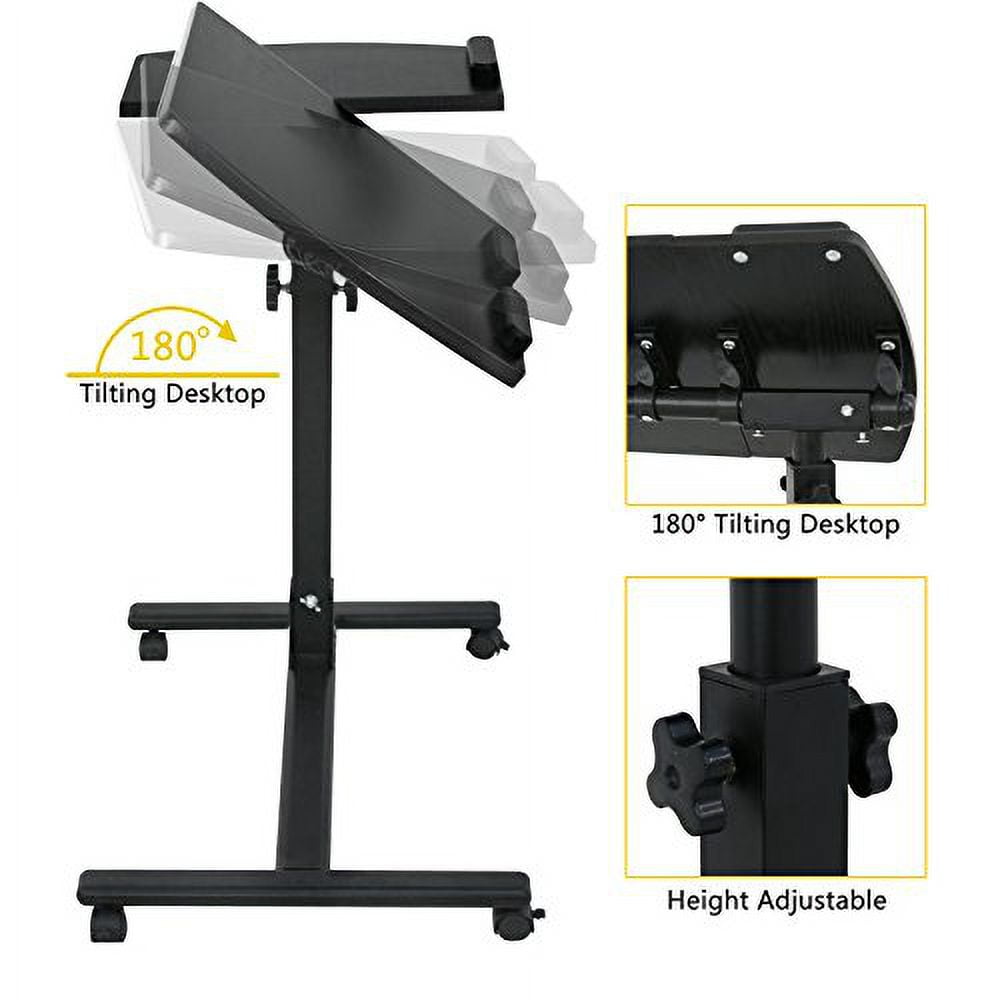 Portable Swivel Laptop Table Desk Adjustable Angle & Height Rolling ...