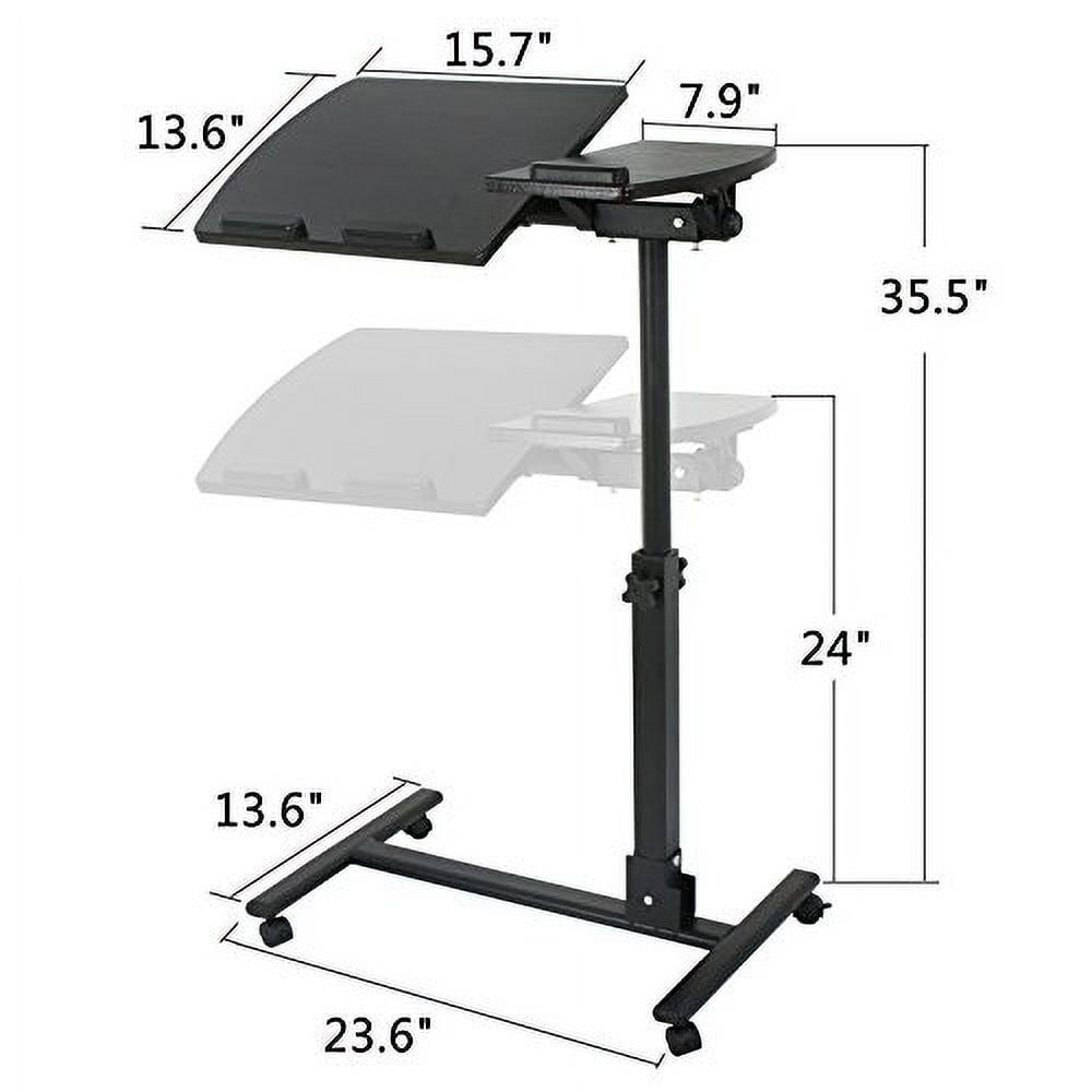 Portable Swivel Laptop Table Desk Adjustable Angle & Height Rolling ...