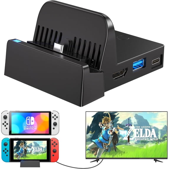 Portable TV Charging Dock for Nintendo Switch/Switch OLED, Replacement ...