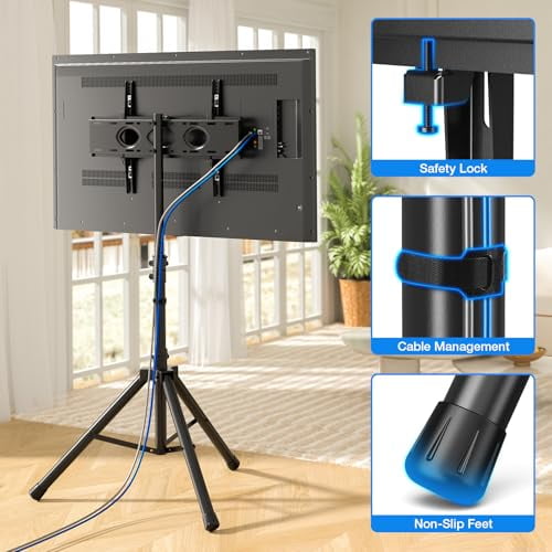 Portable TV Tripod Stand Tilt Mount for 32-70 inch LED LCD OLED Flat ...