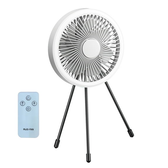 Portable Table Fan Remote Control Camping Fan with LED Lamp Tripod for ...