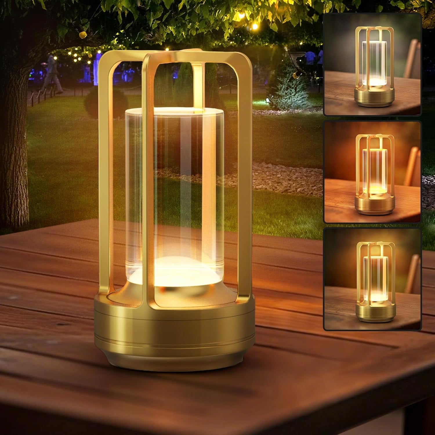Portable Table Lamp for Outdoor Indoor: Cordless Rechargeable Desk Lamp ...
