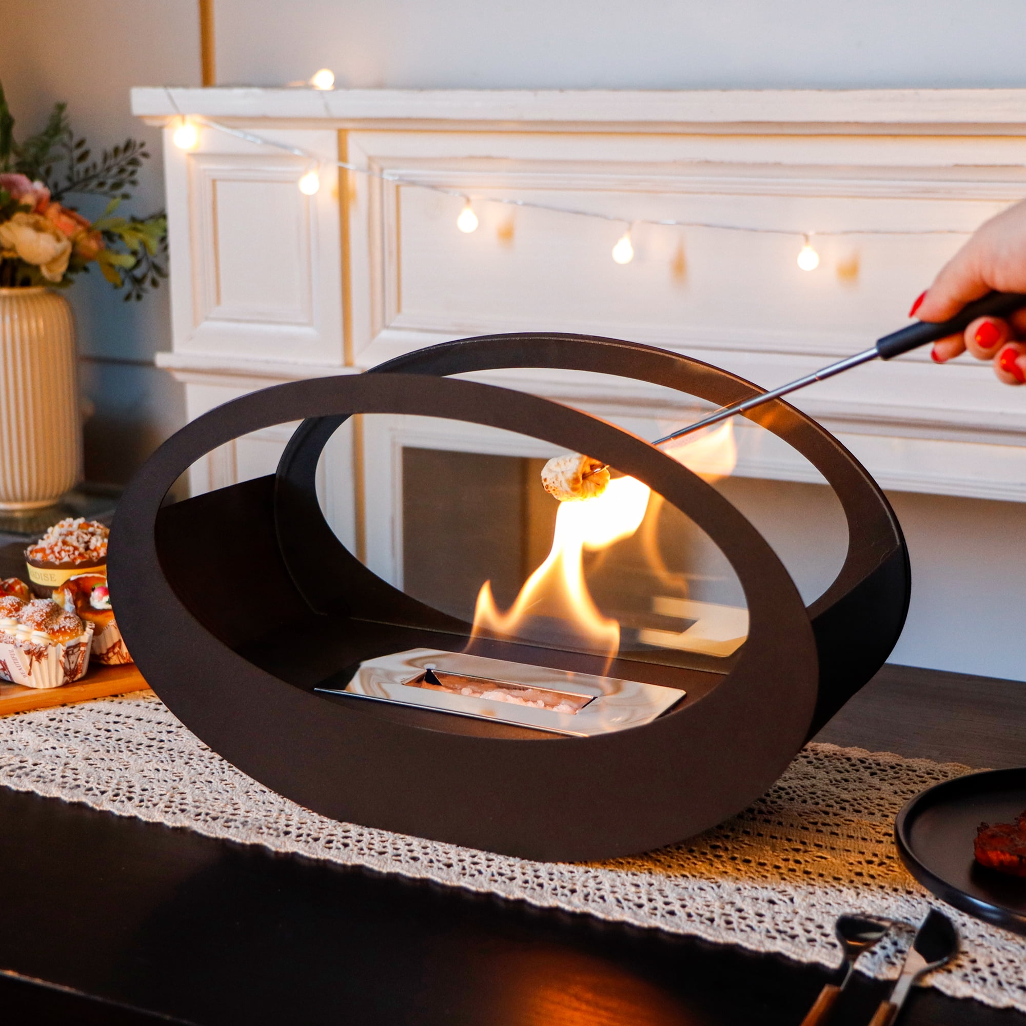 Portable Tabletop Fire Pit 16" L Tabletop Fireplace Clean-Burning Bio ...