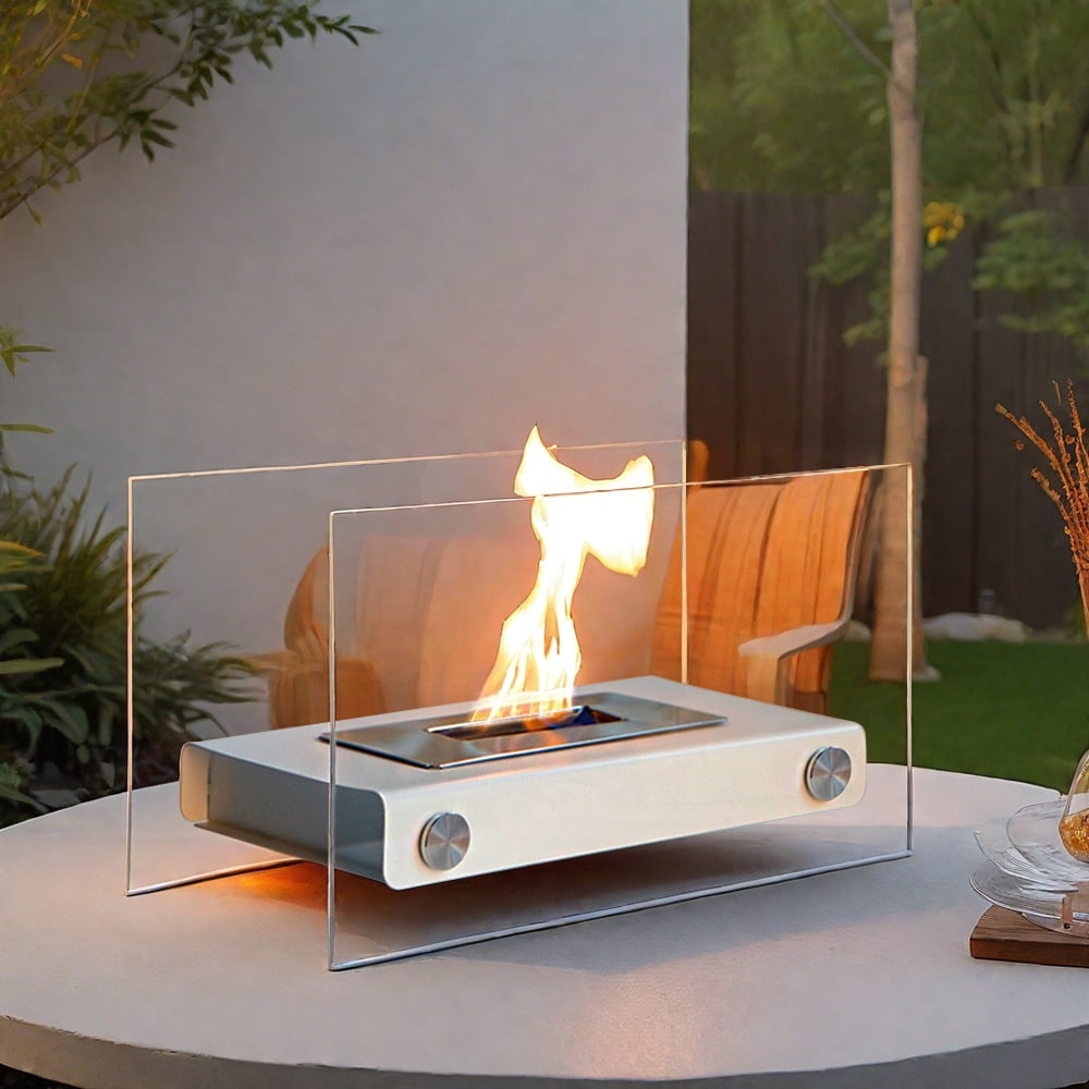 Portable Tabletop Fireplace 14" L Rectangular Tabletop Fire Bowl Pot ...