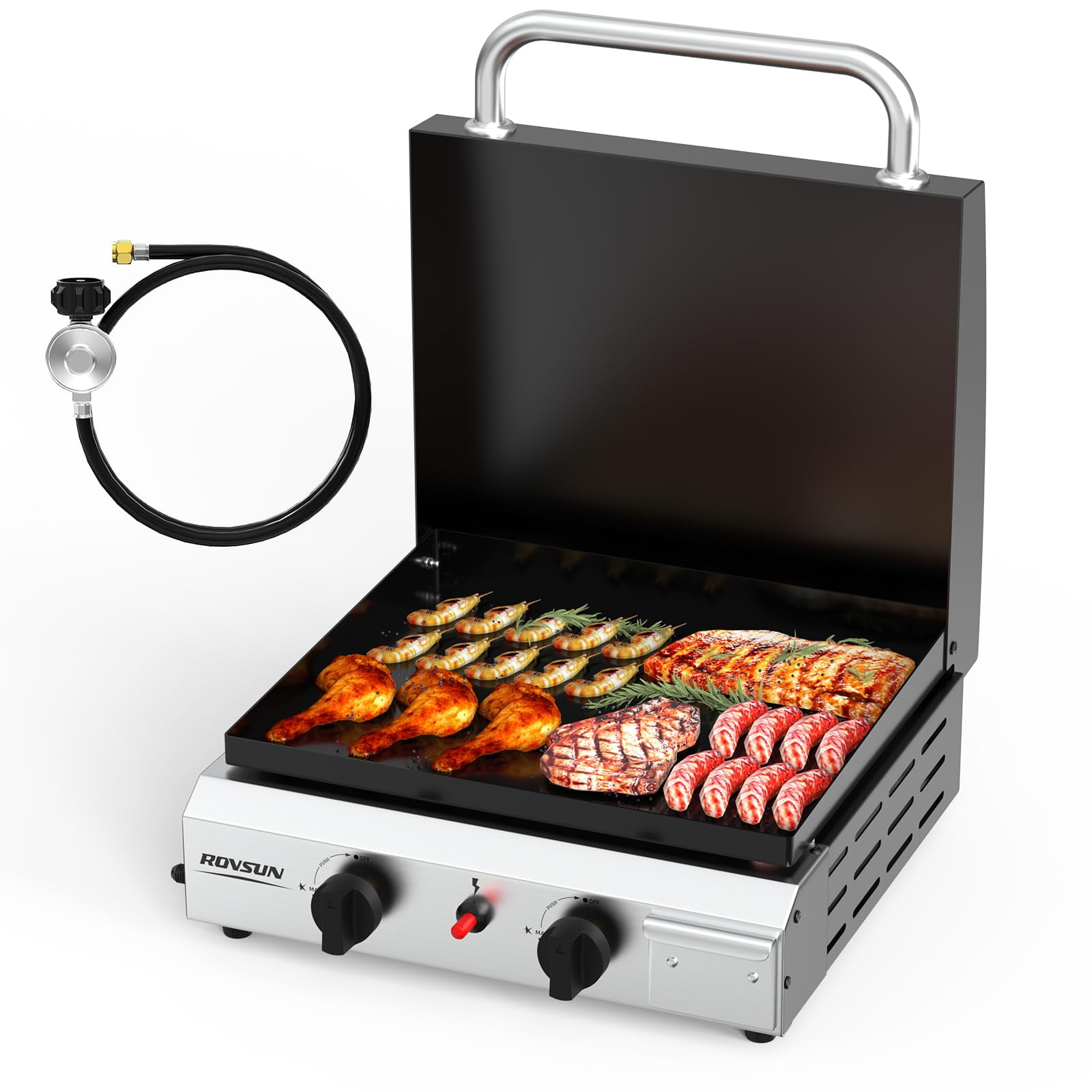 Portable Tabletop Gas Griddle 20,000 BTU, 2 Burner Enameled Surface ...