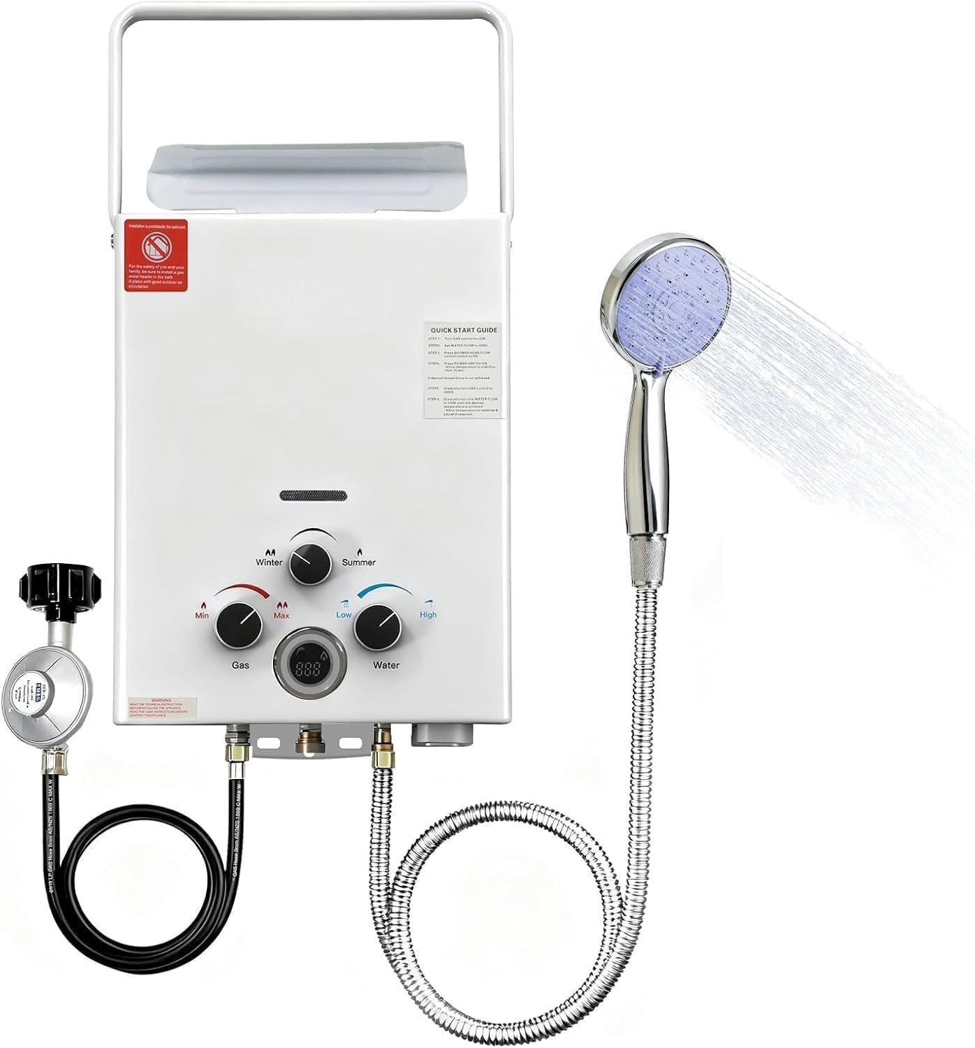 Portable Tankless Water Heater with Digital Display, 6L 1.58GPM Outdoor ...