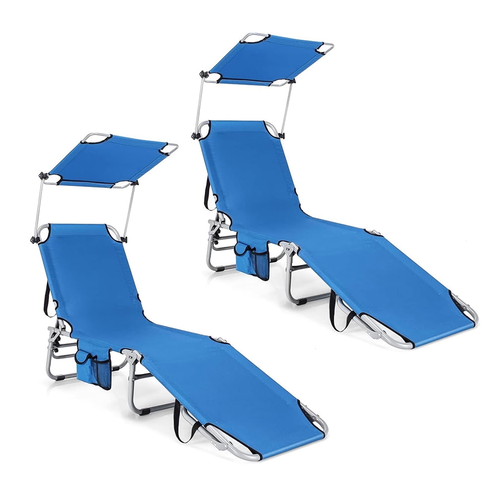 Portable Tanning Chairs Set, Rotatable Canopy & Adjustable Backrest ...
