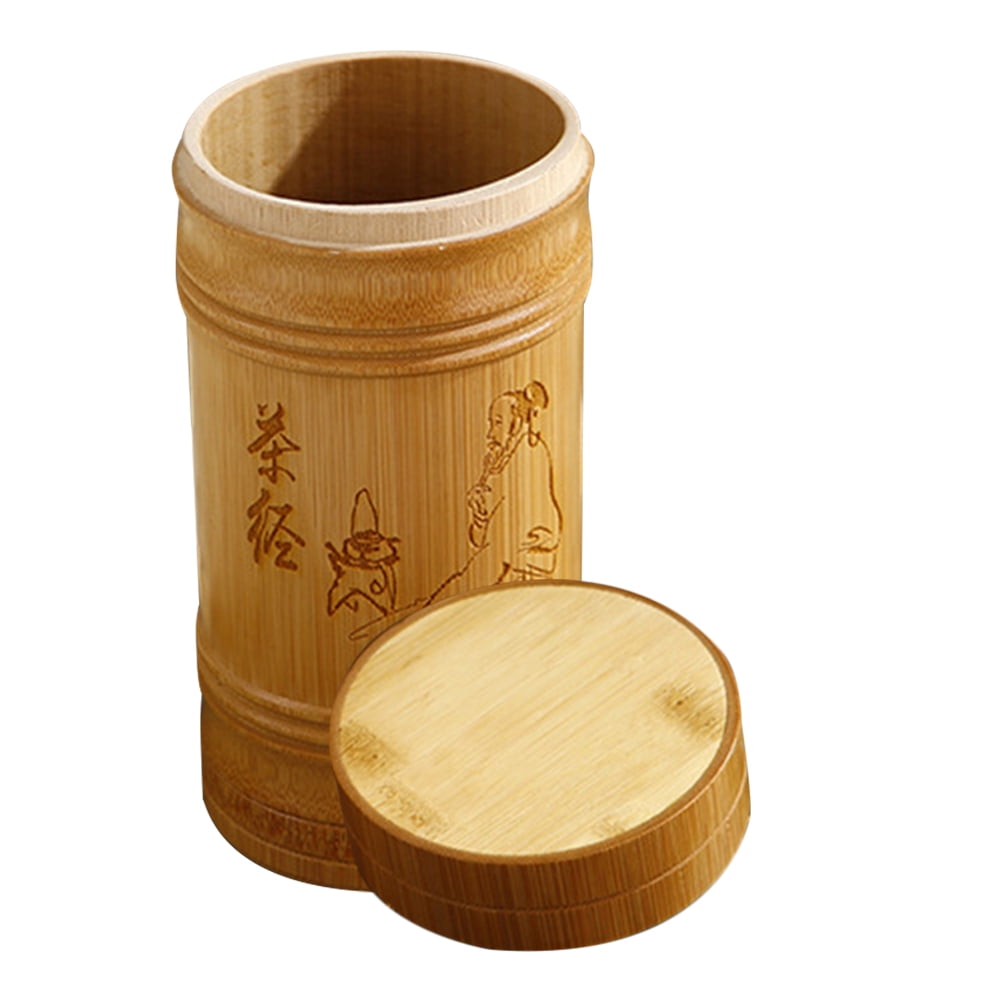 Portable Tea Storage Tank Storage Jar with Lid Food Snacks Jar Bamboo ...