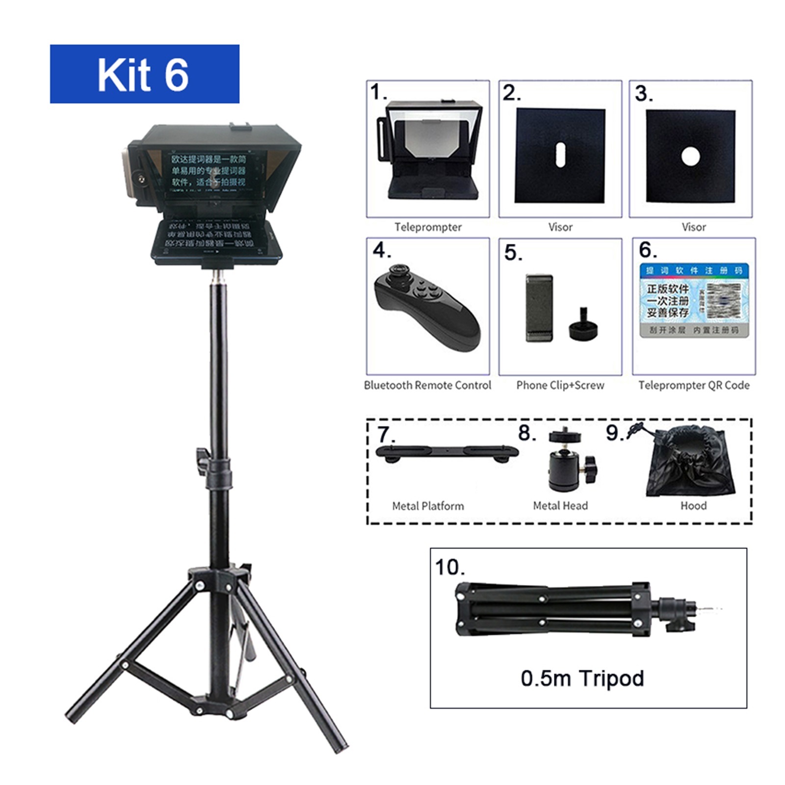 Portable Teleprompter For Smartphone DSLR Recording Live Broadcast ...