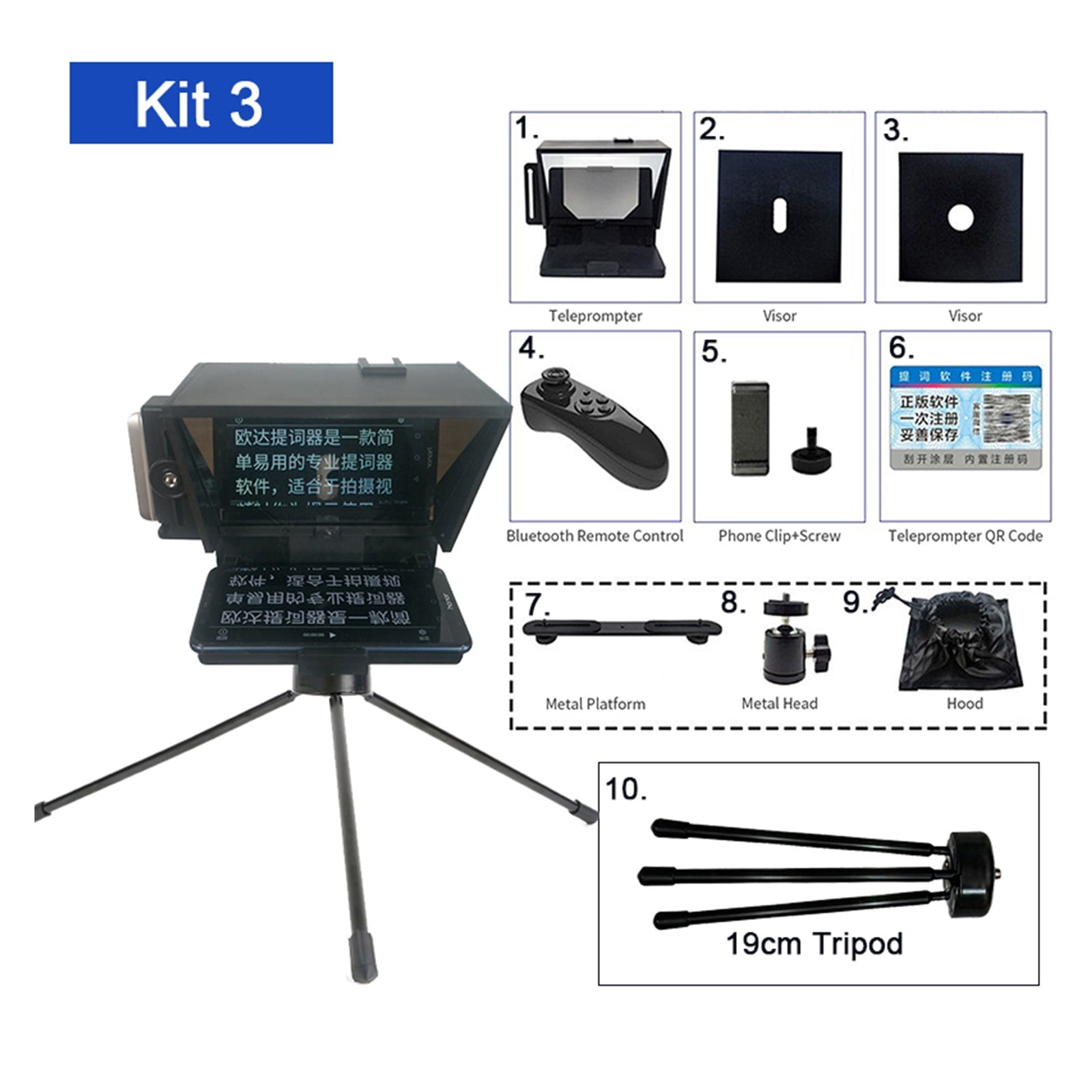 Portable Teleprompter For Smartphone DSLR Recording Live Broadcast ...