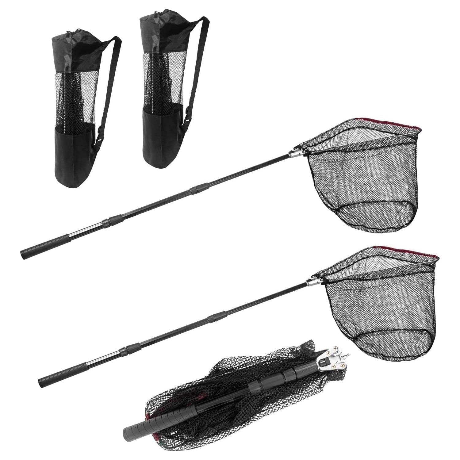 AZPPANXI, 2 Pack Portable Telescopic Fishing Net with Carry Bag ...