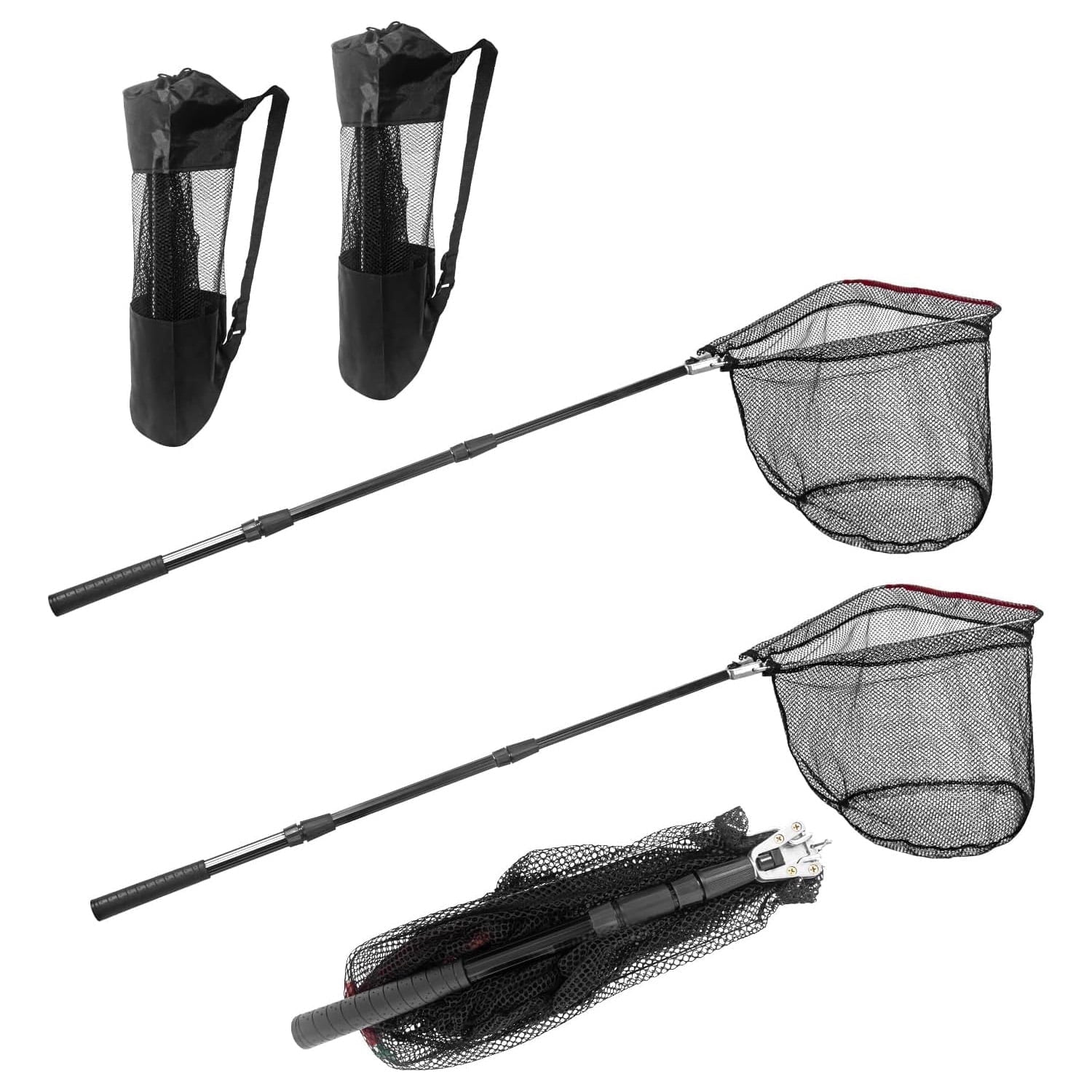 2 Pack Portable Telescopic Fishing Net with Extendable Handle & Carry ...