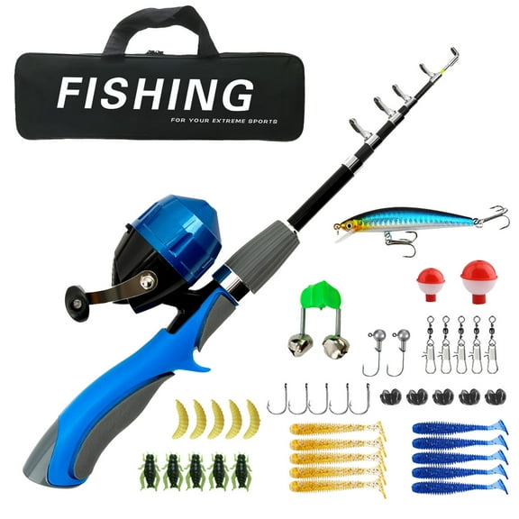 erfcxs Portable Telescopic Fishing Rod Kit 1.2m Set With Reel & Carry ...