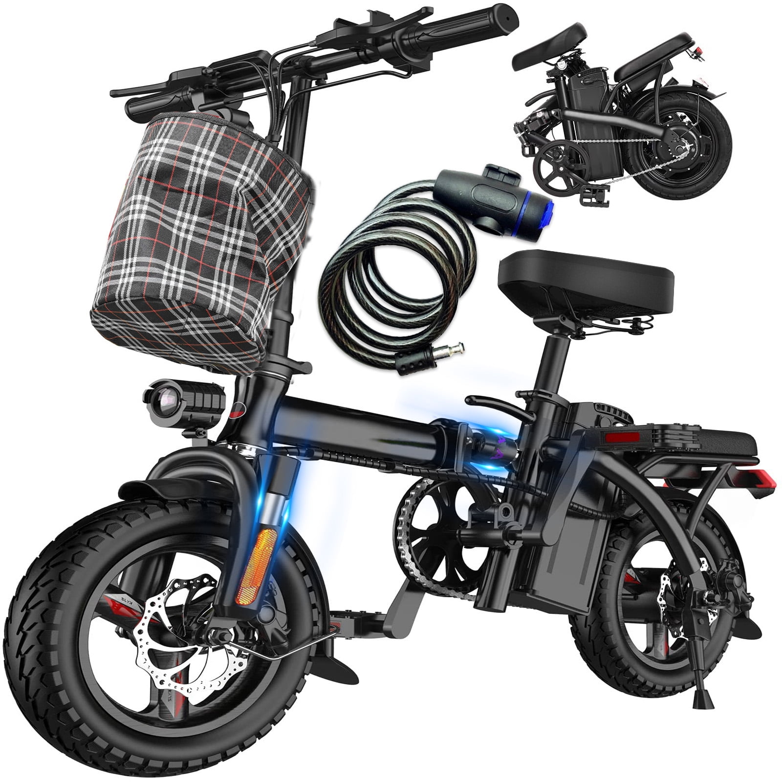 Portable Terrosor Electric Bicycle - 14" Foldable Design, Dual Disc ...