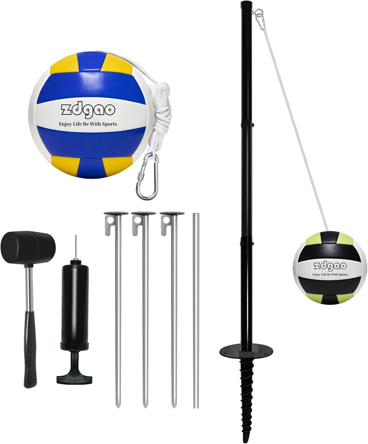 Portable Tetherball Set with 2 Tetherball Ball, Rope and Pole, Heavy ...