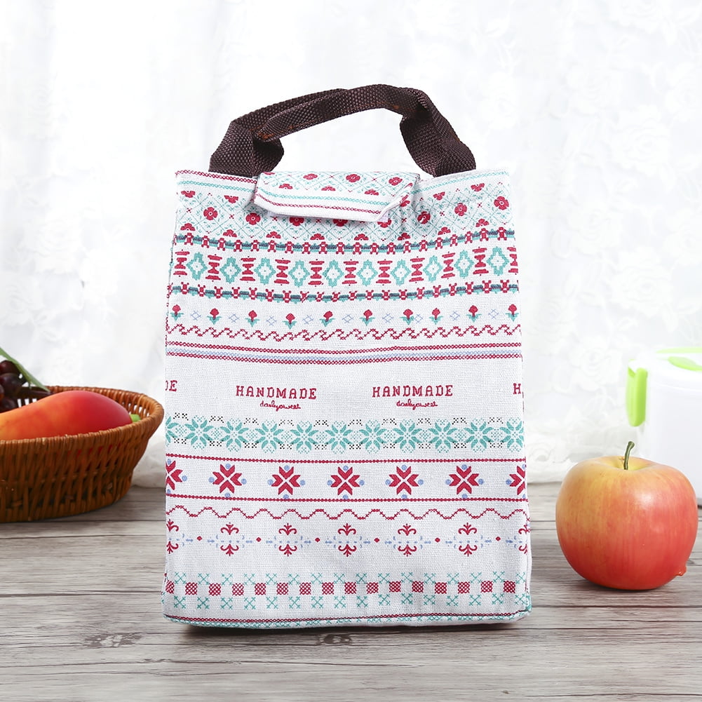 Portable Thermal Insulation Canvas Hand-held Lunch Bag Picnic Cooler ...