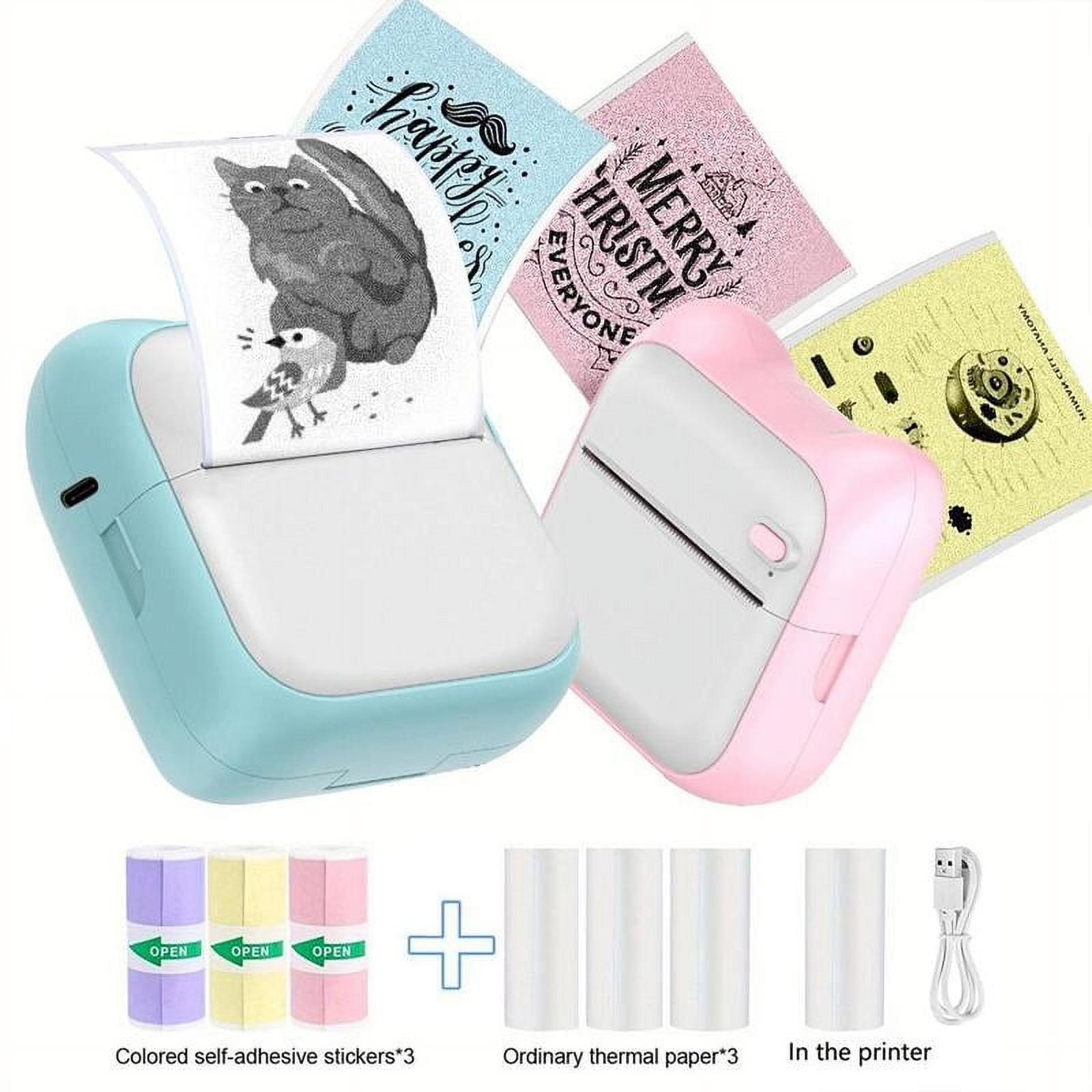 Portable Thermal Printer, 1 Set USB Charging Mini Printer, Small Pocket ...