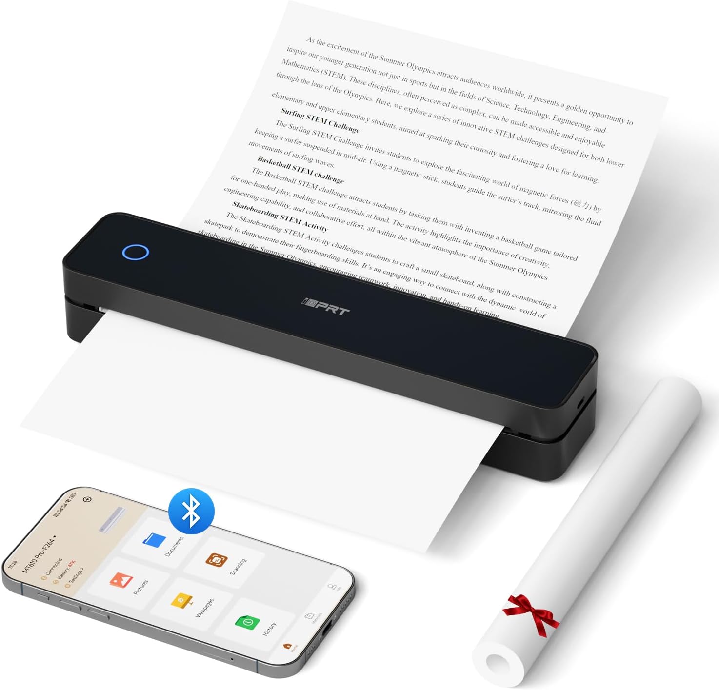 Portable Thermal Printer, MT610 for Travel, 300 DPI Inkless Printer ...