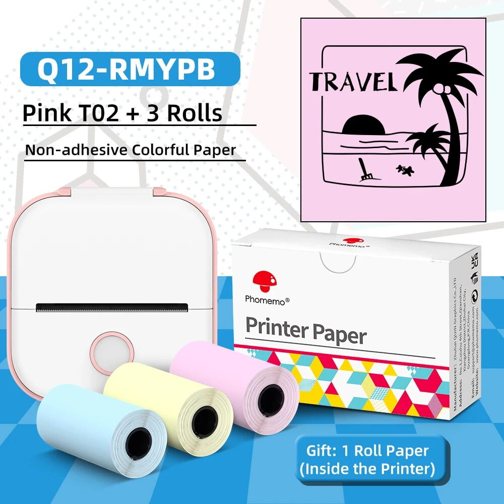 Portable Thermal Printer Phomemo T02 Printing Photo Pocket Thermal ...