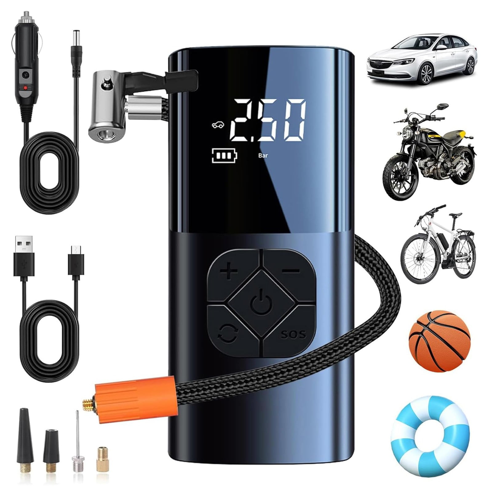 Portable Tire Inflator for Car, Tire Inflator Portable Air Compressor ...