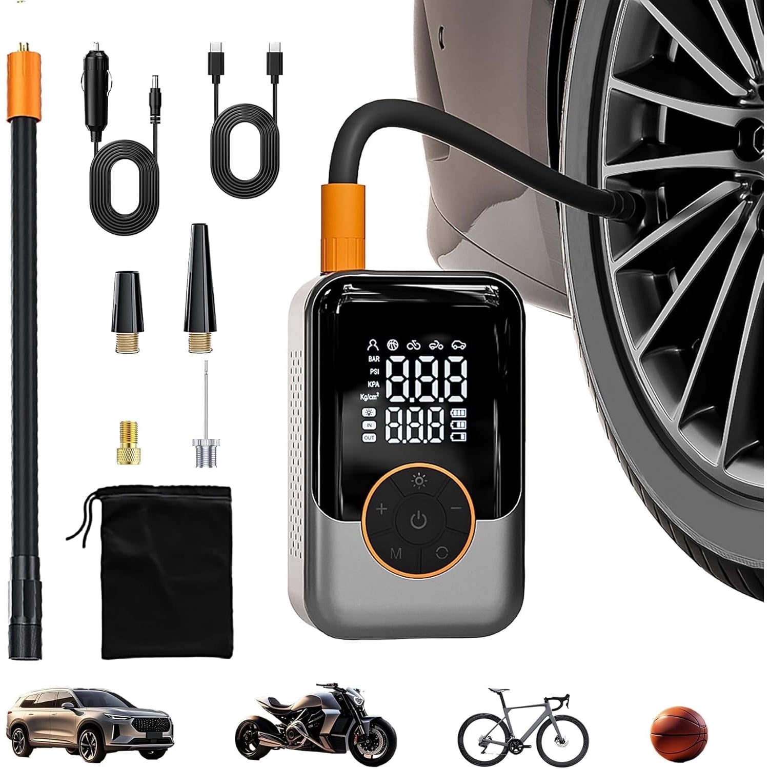Portable Tire Inflator - Cordless 150PSI Air Compressor with Digital ...