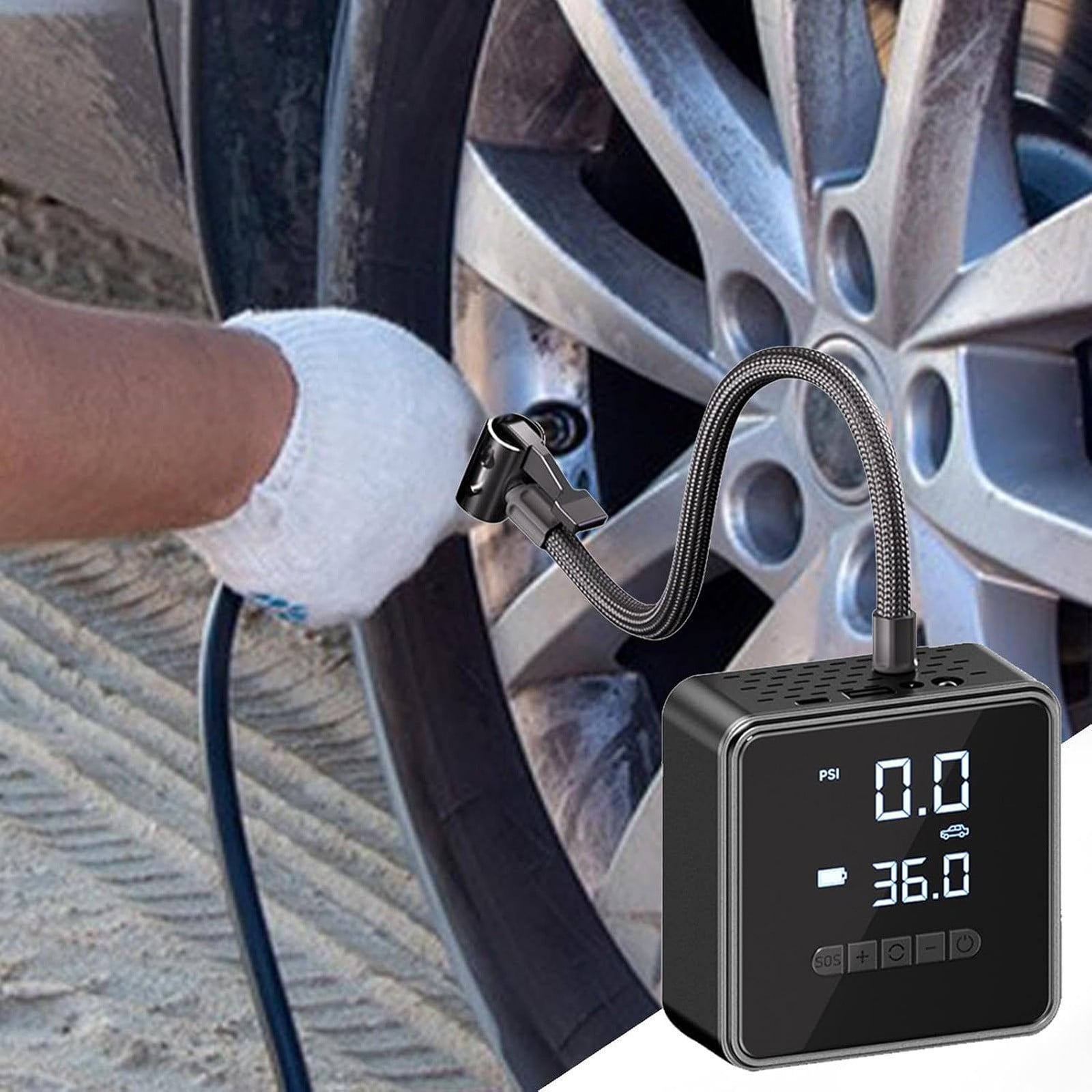 Portable Tire Inflator Pump for Cars – Wireless, Type-C Fast Charging ...