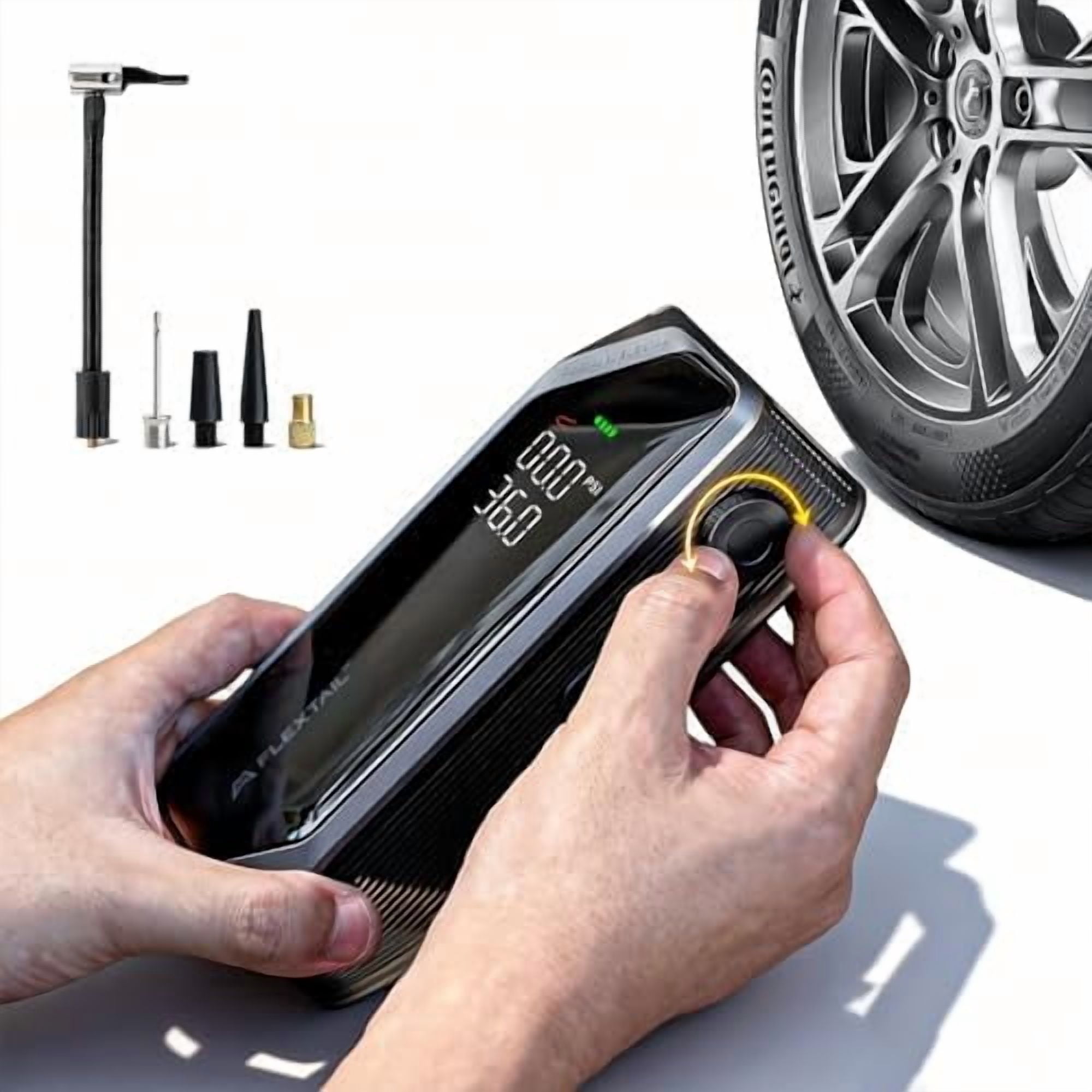 Portable Tire Inflator, Rechargeable Electric Air Pump with Knob ...
