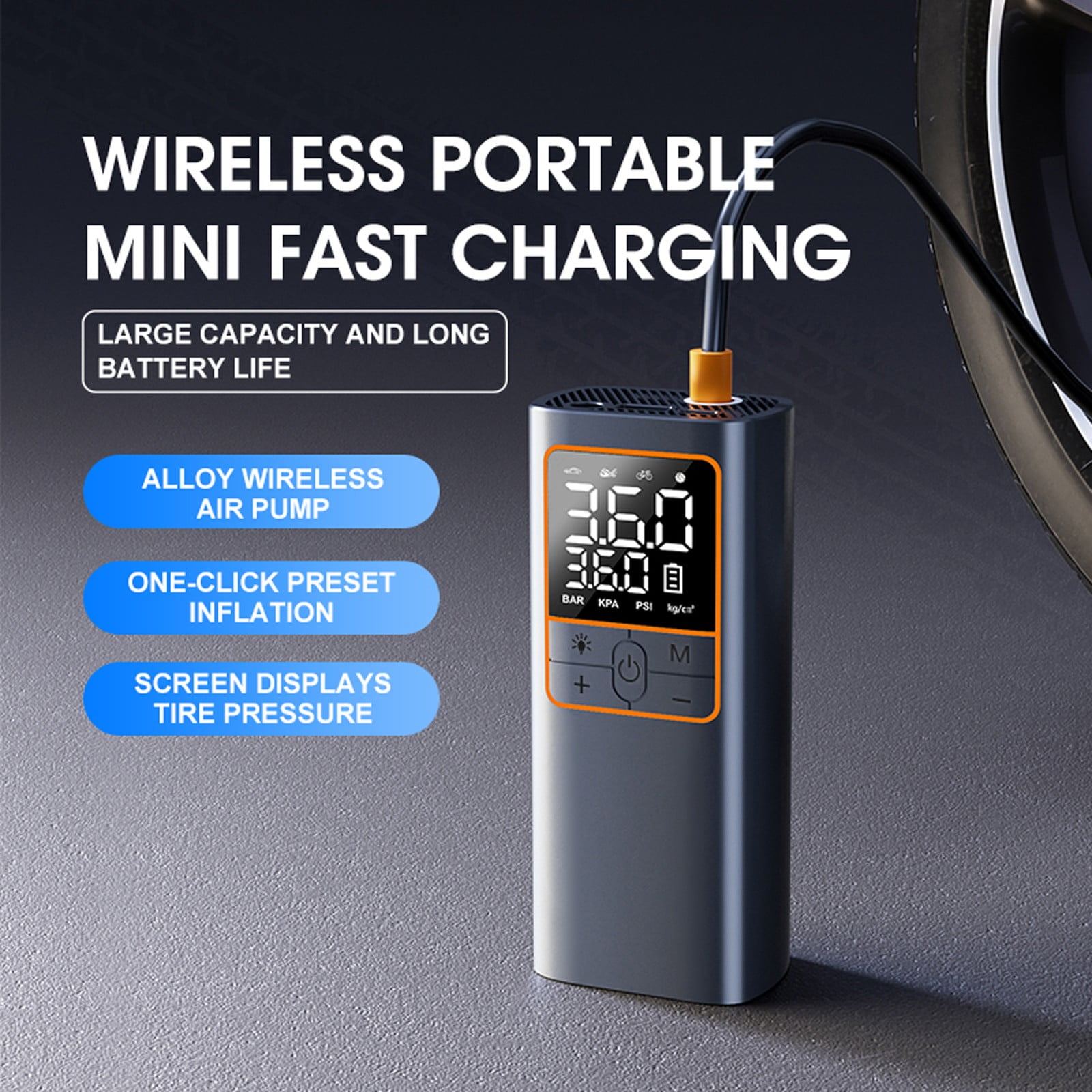 Portable Tire Inflator, Wireless Car Inflator, Car Inflator, Tire ...